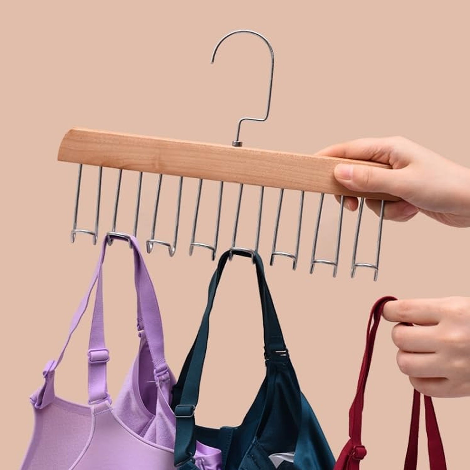 Space Saving 8 Hooks Wooden Hangers (1 Pc) – shopbyte